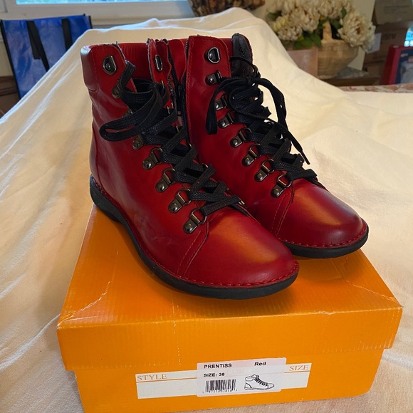 Miz Mooz | Shoes | Mizmooz Prentiss Red Lace Up Boots | Poshmark